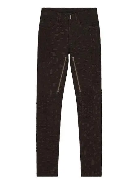 Givenchy Slim Fit Jeans With Zippers - Dark Brown