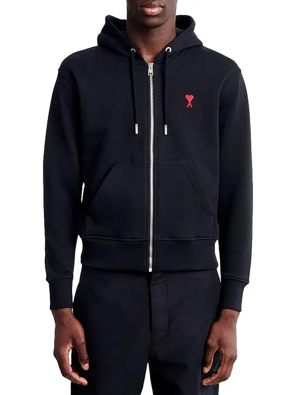 Ami Classic De Coeur Zip Hoodie - Black