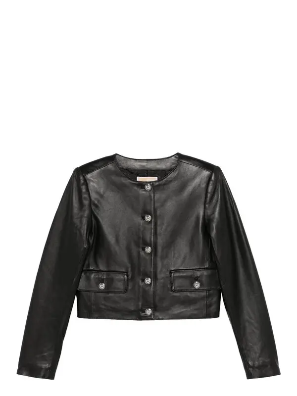 Michael Kors Cropped Leather Jacket - Black