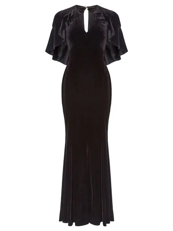 TEMPERLEY LONDON Ashcombe Velvet Midi Dress - Black