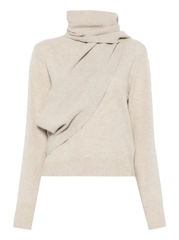 MAISON MARGIELA Attached Scarf Jumper - Neutrals