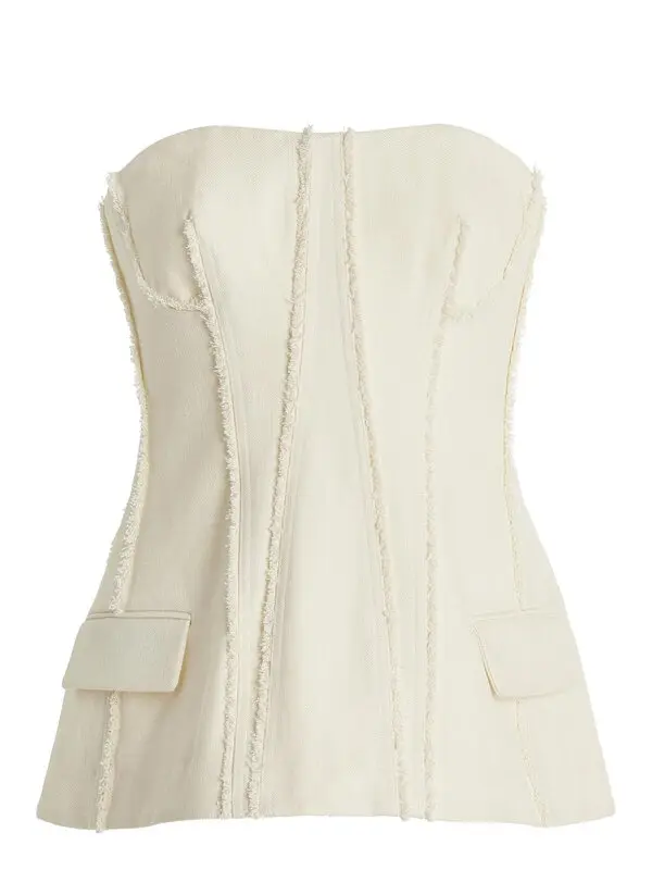 Simkhai Lupita Fringed Bustier Top - White