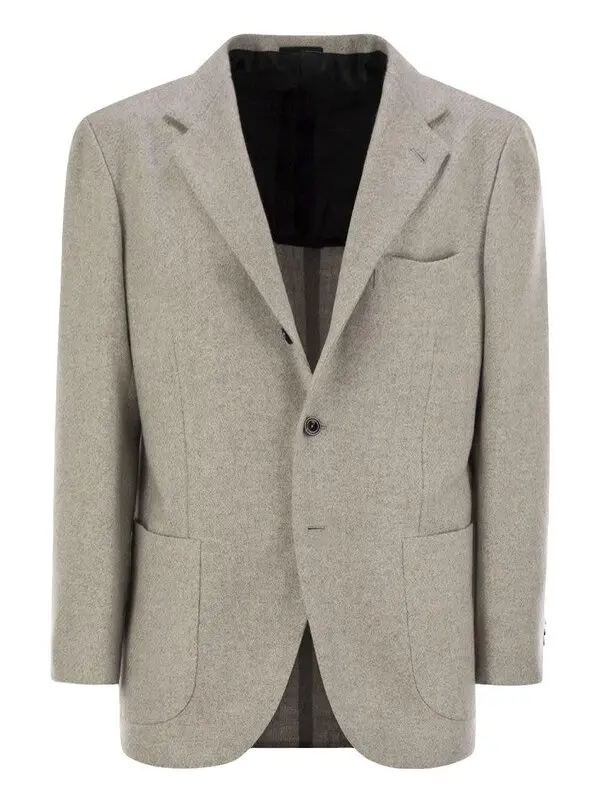 Kiton Single-breasted Cashmere Jacket - Light Grey