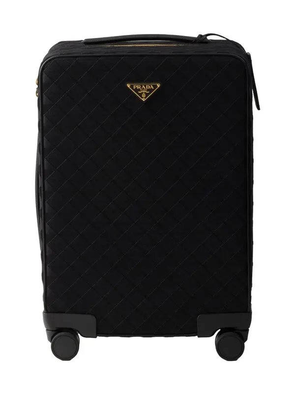 Prada Embroidered Fabric Trolley - Black