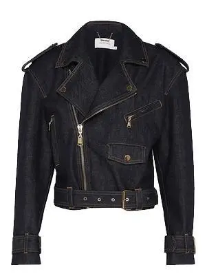 Zimmermann Crush Denim Biker Jacket - Dark Wash