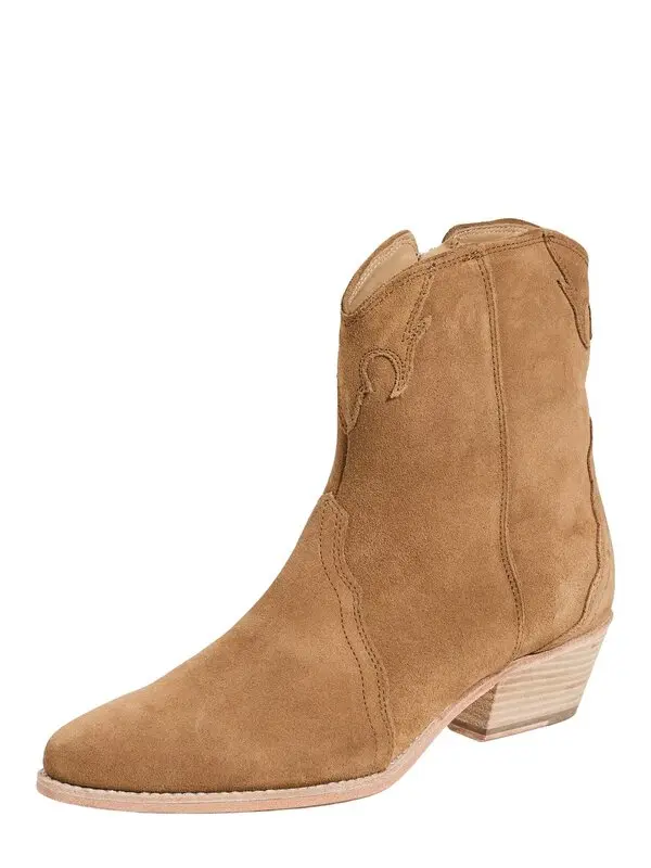 Free People New Frontier Western Boots - Camel Suede