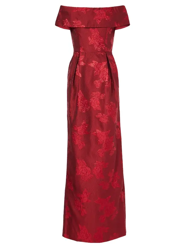 Rebecca Vallance Henrietta Brocade Bustier Gown - Red