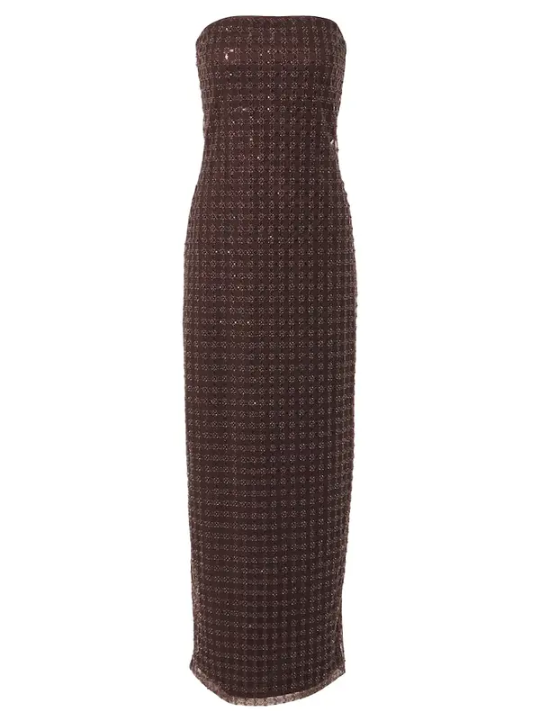 Remain Birger Christensen Beaded Strapless Maxi Dress - Brown