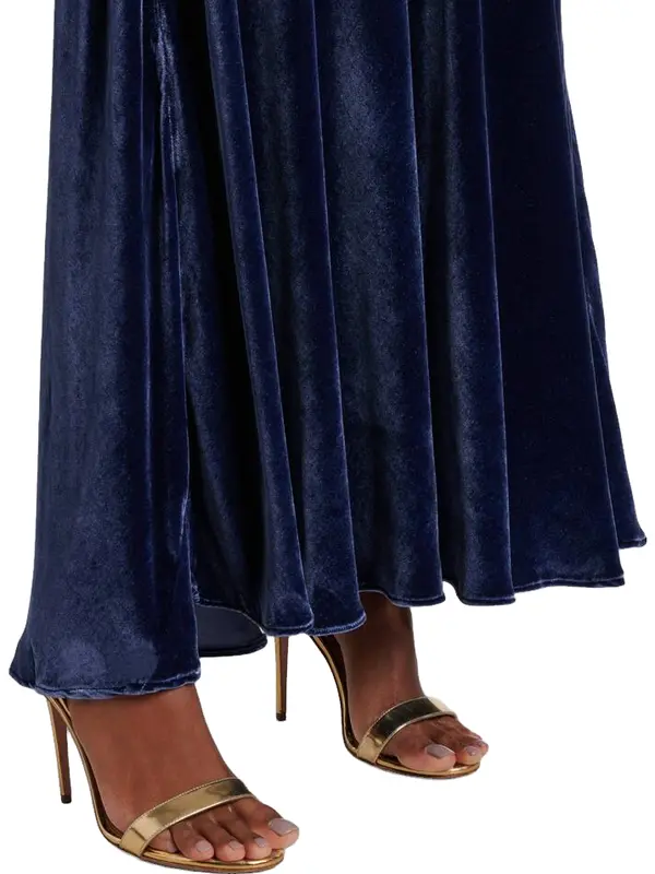 Rixo Emery Velvet Maxi Dress - Blue