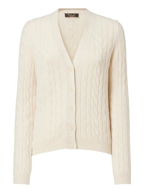 Loro Piana Jubilee Cable-knit Cashmere Cardigan - White