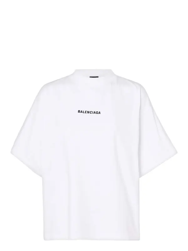 Balenciaga Printed Cotton Jersey T-shirt - White