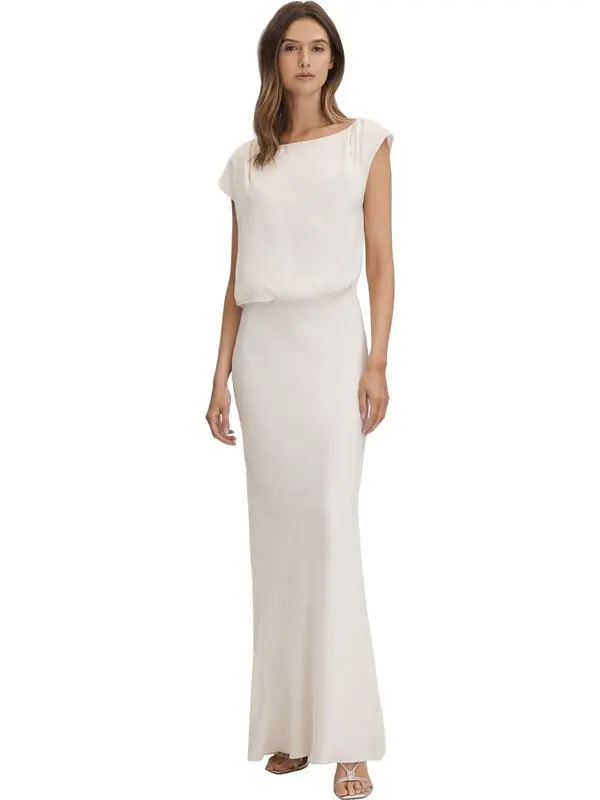 REISS Rupa Draped Maxi Dress - Ivory