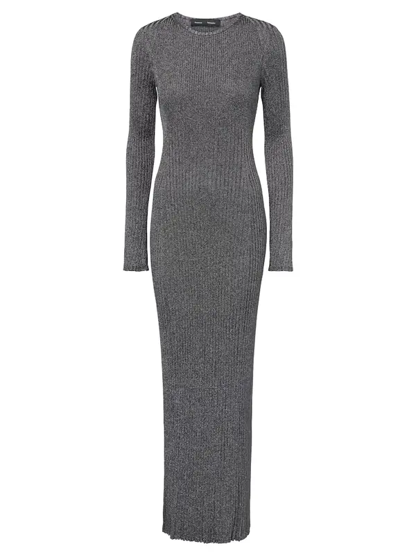 Proenza Schouler Joni Ribbed-knit Lamé Maxi Dress - Silver