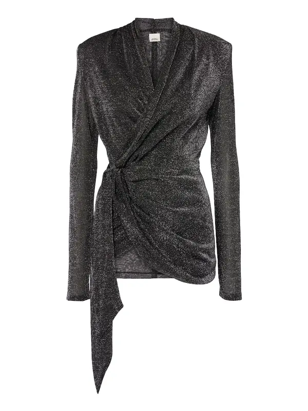 Isabel Marant Cinay Lame Wrap Top - Black