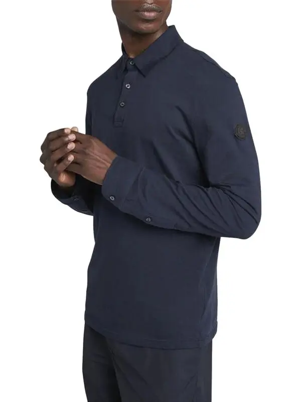 Moncler Apos;s Cashmere Long-sleeve Polo Shirt - Navy