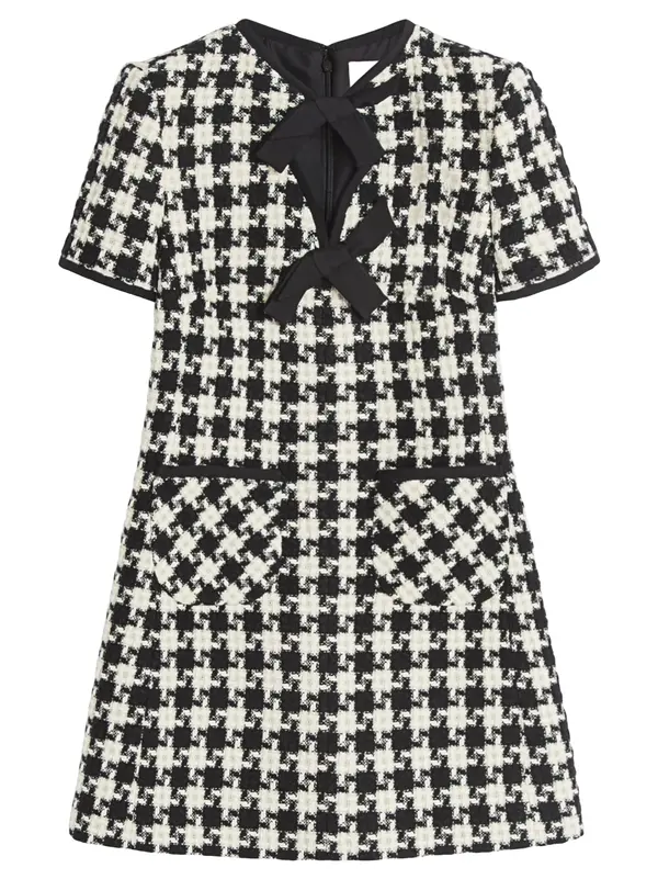 Valentino Garavani Houndstooth Mini Dress - Ivory