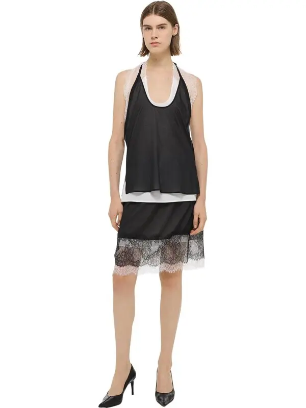 Helmut Lang Lace Slip Skirt - Black