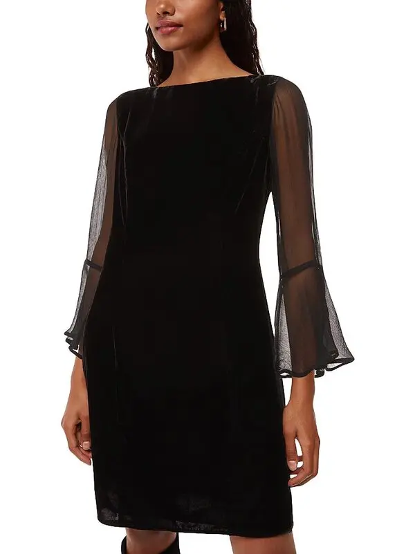 Whistles Petites Myla Velvet Mini Dress - Black