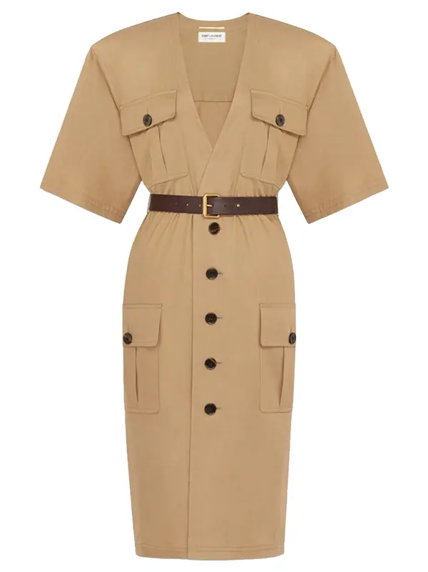 Saint Laurent Knee-length Shirt Dress - Beige