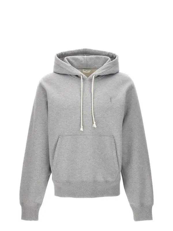 Saint Laurent Hooded Cotton Sweatshirt - Gray