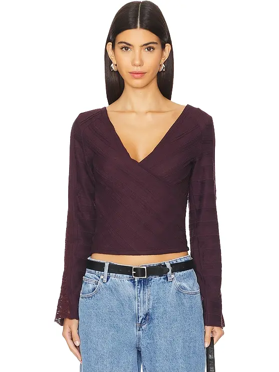 Free People Rocky Long Sleeve Top - Wine Tasting