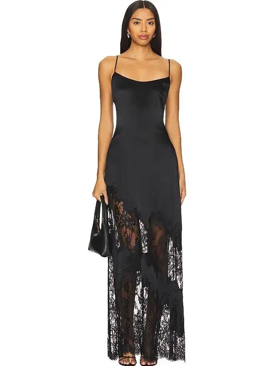 L'Agence Silvana Lace Gown - Black