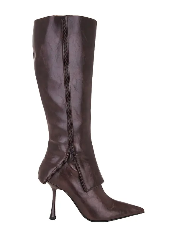 Raye Eden Overlay Knee High Boots - Chocolate Brown