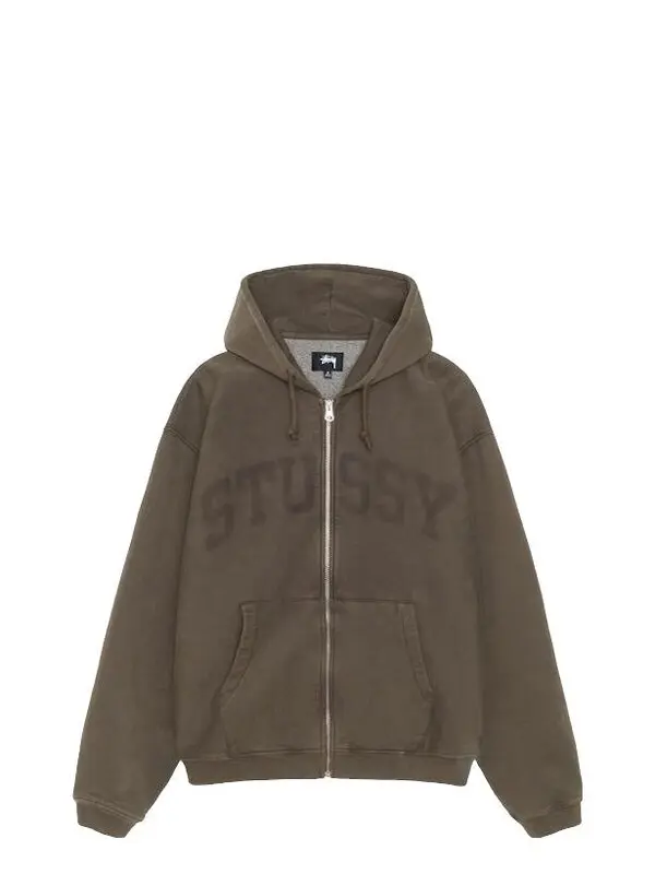 StÜssy Graphic Zip Up Hoodie - Olive