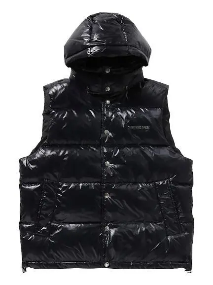 BAPE Line Camo Debossed Nylon Down Vest - Black