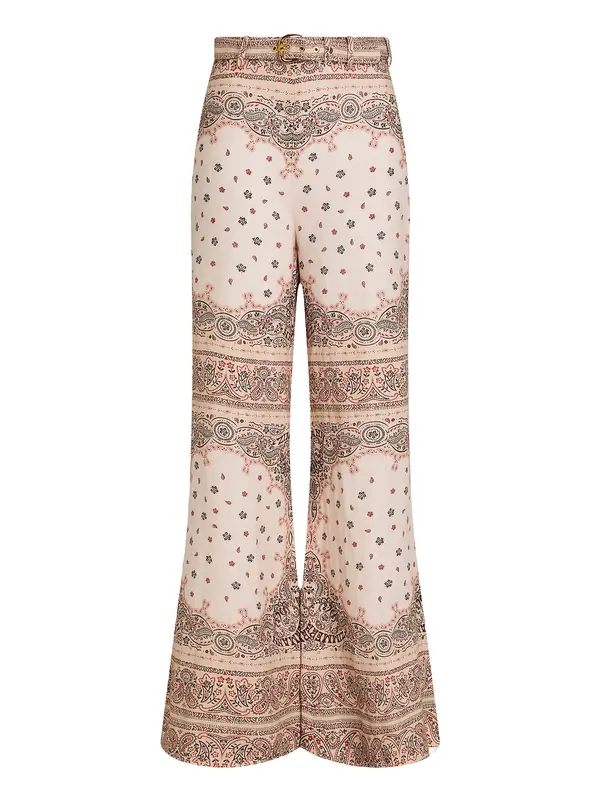 Zimmermann Paisley-print Linen Flared Pants - Beige