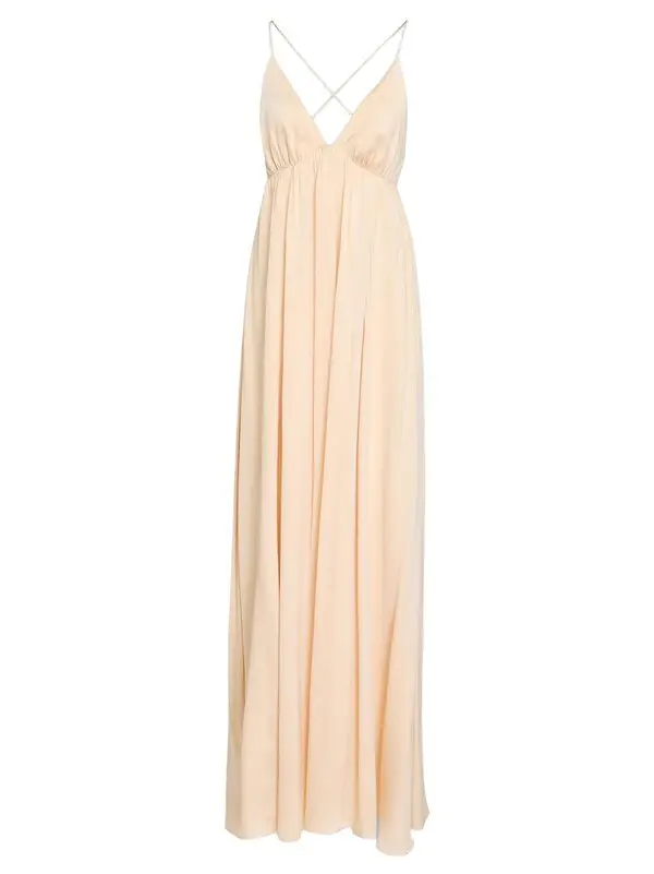 Zimmermann Gathered Washed-silk Maxi Dress - Cream