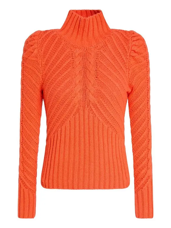 Zimmermann Cable-knit Wool-blend Turtleneck Sweater - Orange
