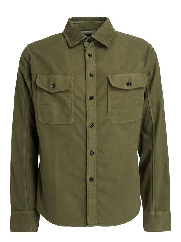 Rag & Bone Jack Corduroytrimmed Cottonblend Moleskin Shirt - Army Green