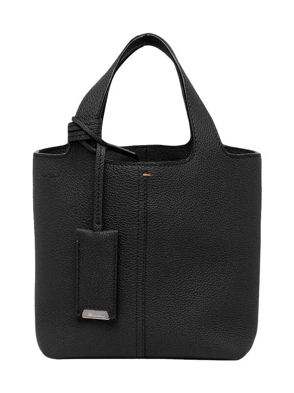 Santoni Mini Chapelier Leather Bag - Black