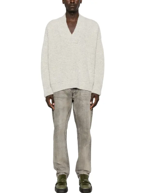 Fear Of God Logo-appliqué V-neck Sweater - White