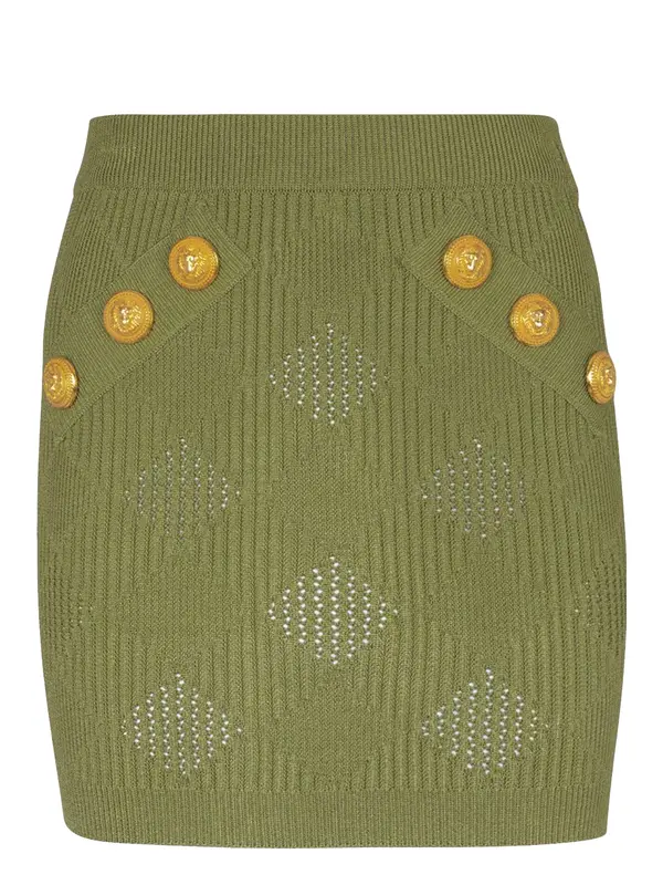 Balmain Check-pattern Mini Skirt - Green