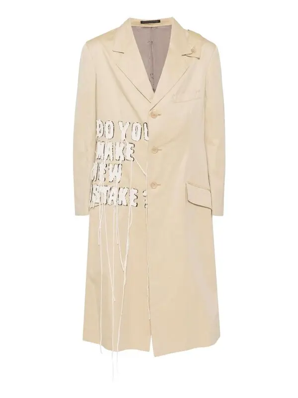 Yohji Yamamoto Slogan Patch Single-breasted Blazer - Neutrals