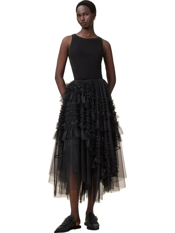 ALLSAINTS Jen Tulle Maxi Skirt - Black