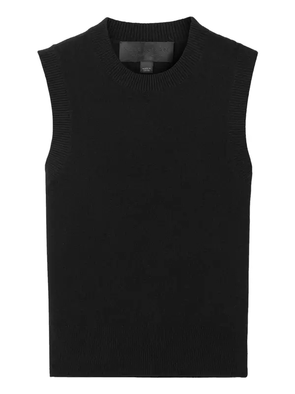 NILI LOTAN May Cropped Cashmere Tank - Black