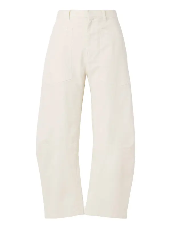 NILI LOTAN Shon Cotton-blend Twill Barrel-leg Pants - Ivory