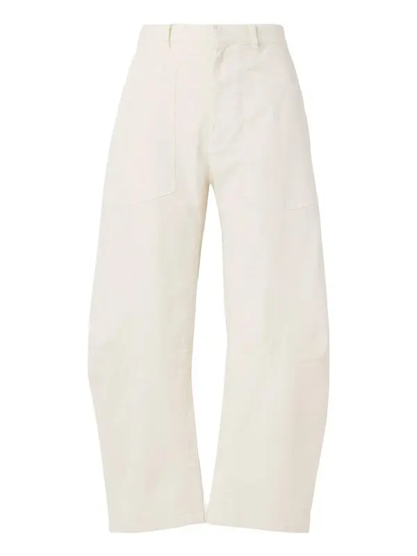 NILI LOTAN Shon Cotton-blend Twill Barrel-leg Pants - Neutrals