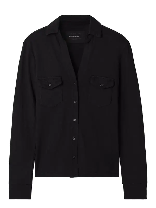 NILI LOTAN Liam Cotton-jersey Shirt - Black
