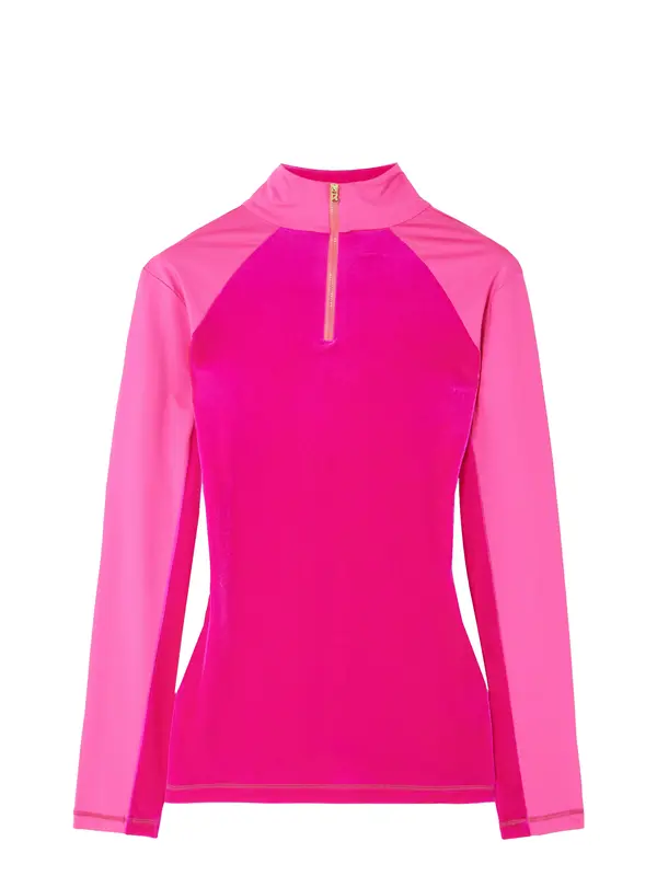 Bogner Milu Stretch-velour And Shell Turtleneck Top - Pink