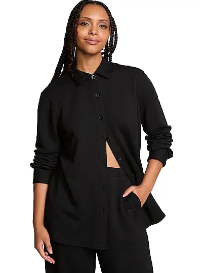 Victoria's Secret Brushed Modal Fleece Oversized Shirt - Black