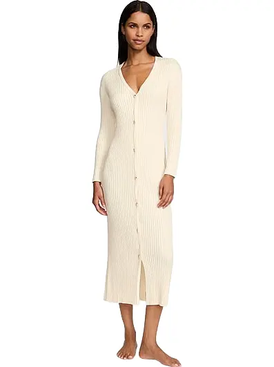 Victoria's Secret Luxe Crème Knit Cardigan Dress - White,ivory