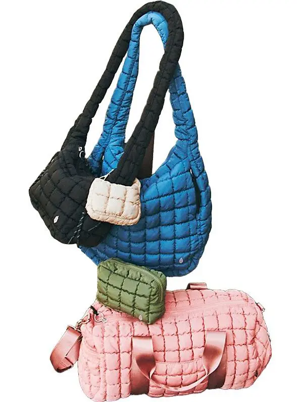 Free People Quilted Carryall Bag - Blueberry