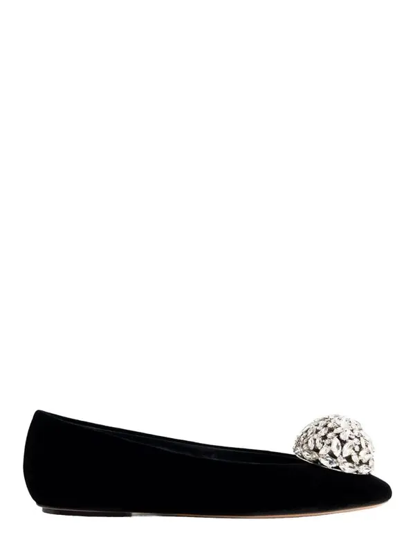 Giambattista Valli Crystal-embellished Ballerina Shoes - Black