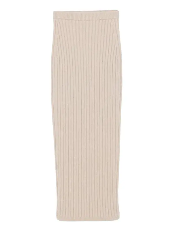 Max Mara Ribbed Wool-cashmere Midi Skirt - Neutrals