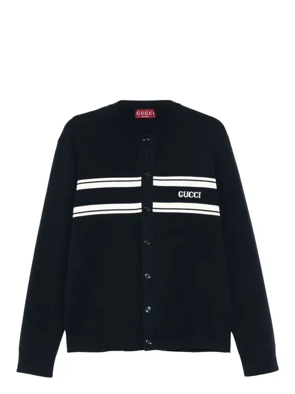 Gucci Logo-intarsia Cardigan - Blue