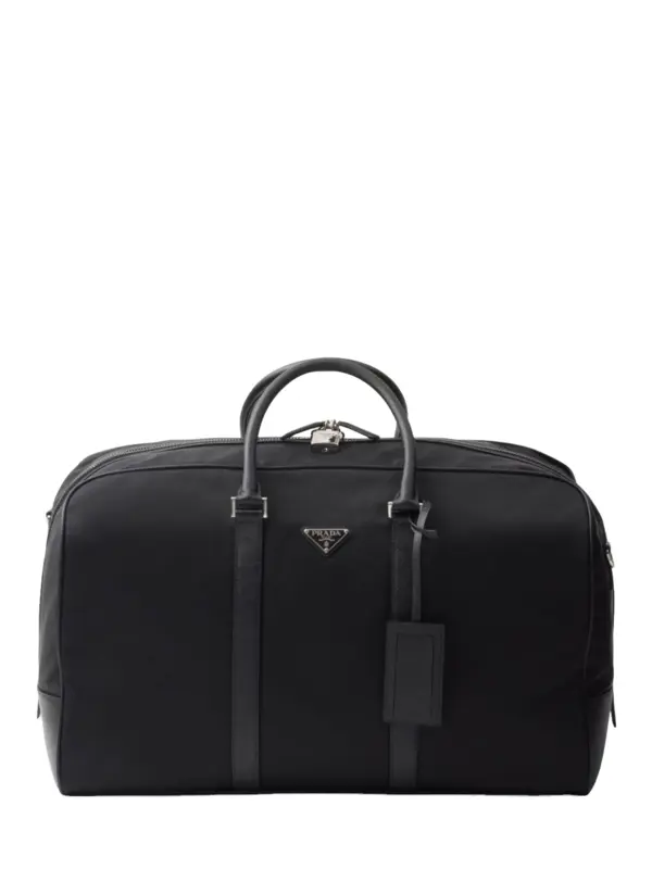 Prada Re-nylon And Saffiano Leather Duffle Bag - Black